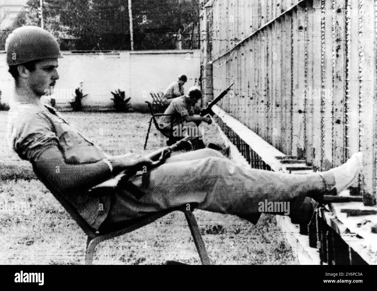 Pyjama clad and steel helmeted , Lance Corporal Art Stockdale , 21 ...