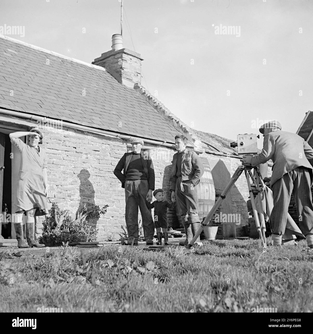 Mr Leslie and Son and Wife filming with J.T . 15 October 1947 Stock ...