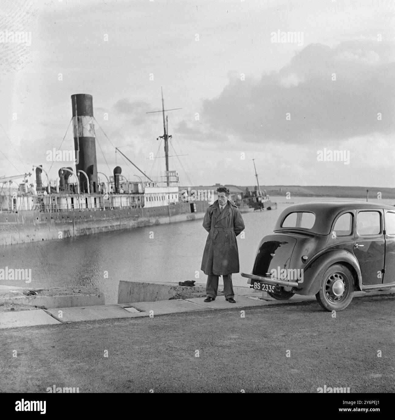 Car on barge Black and White Stock Photos & Images - Alamy