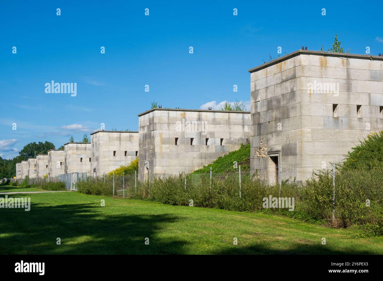 Line of Nazi era towers surrounding Zeppelinfeld Nazi Party rallying ...