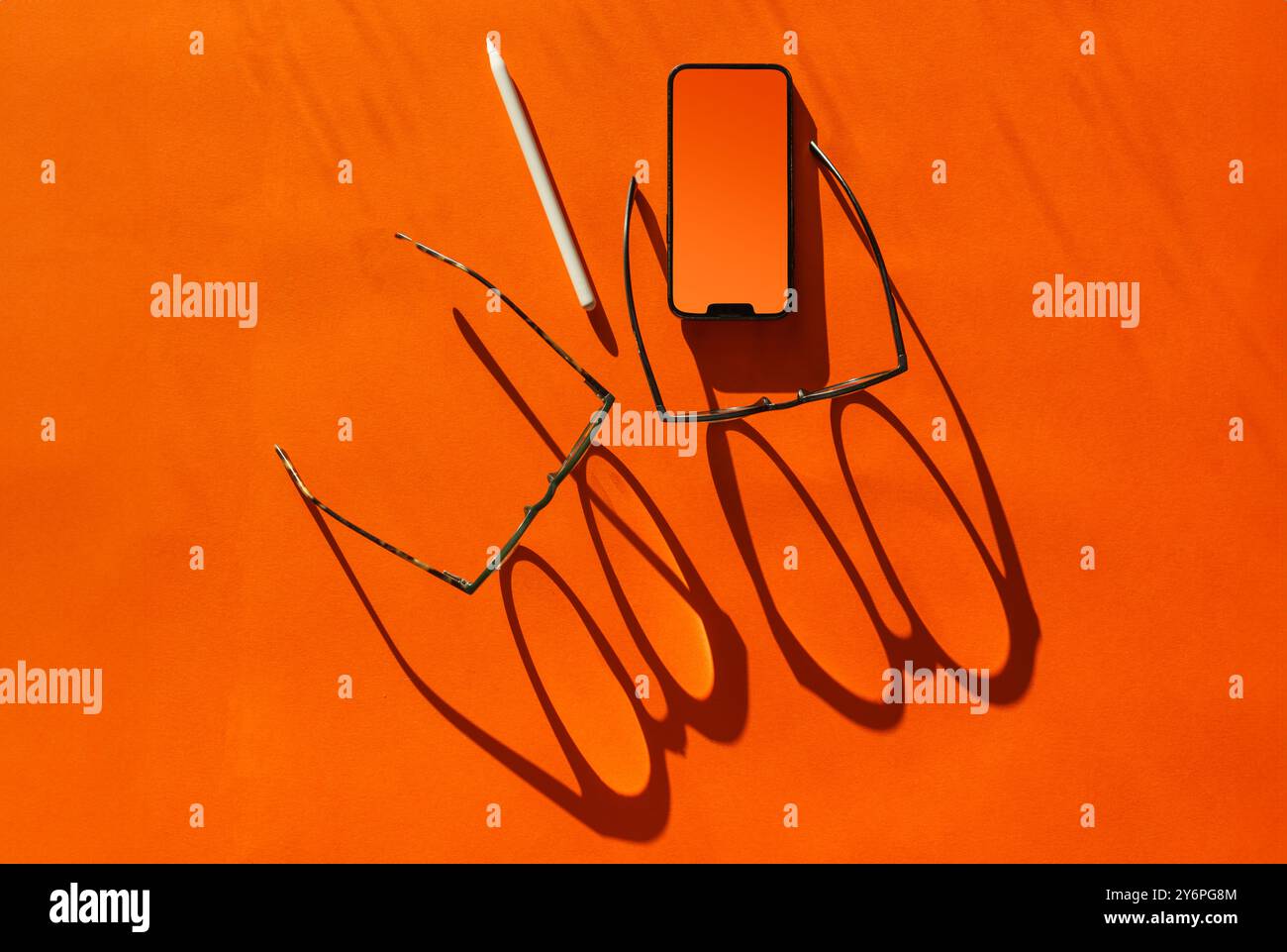 Electronic device blank screen mockup. Orange color. Smart phone and ...