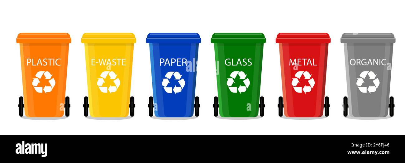 Containers for sorting garbage of different colors with a recycling ...