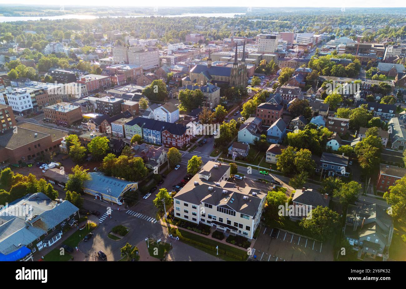 Aerial view of Charlottetown, the capital and largest city of the ...