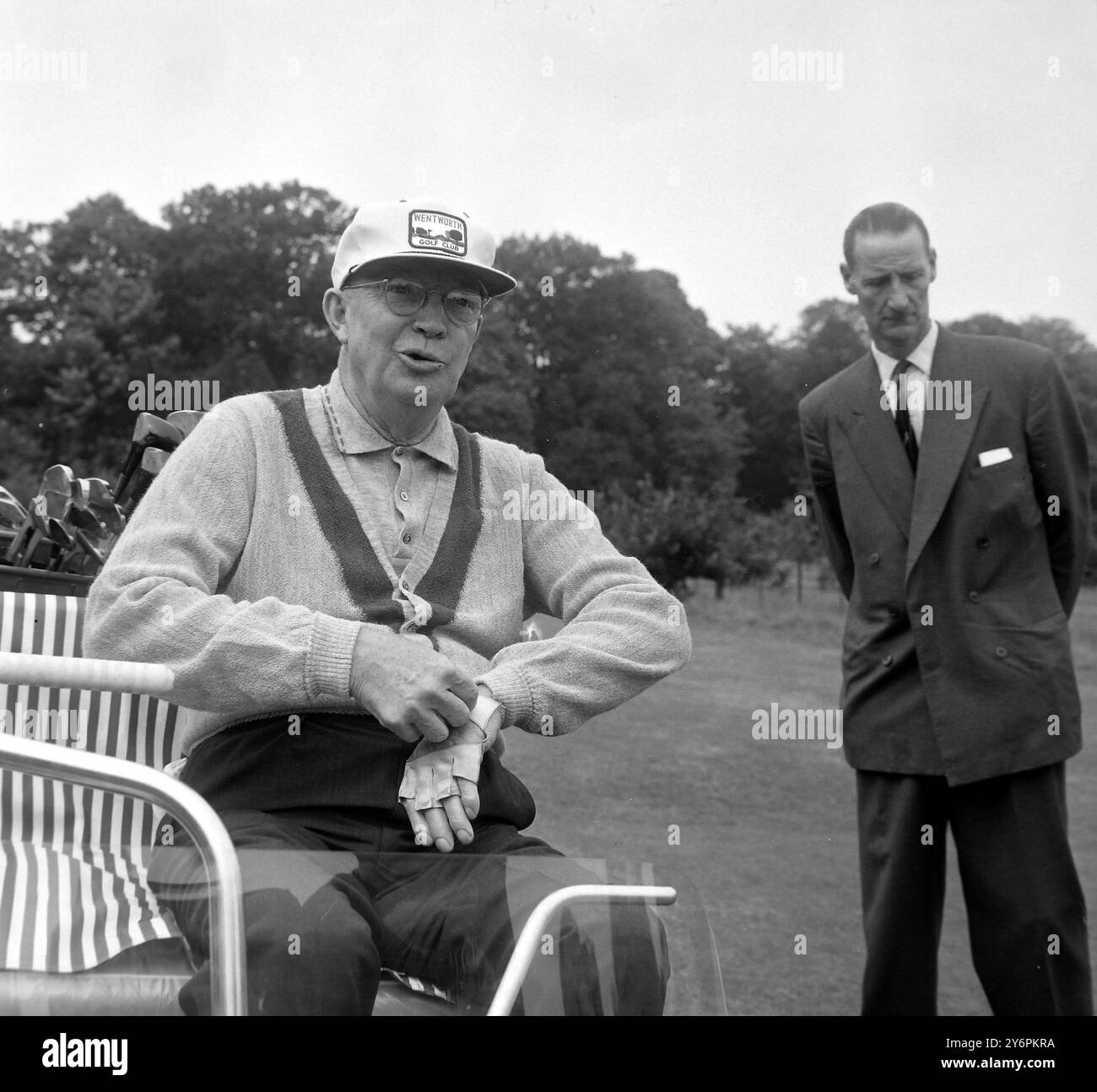 FORMER AMERICAN PRESIDENT DWIGHT EISENHOWER PLAYING GOLF IN WENTWORTH ...