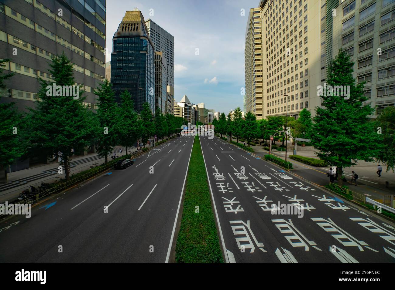 A traffic jam at the city street in Shinjuku Tokyo wide shot Stock ...