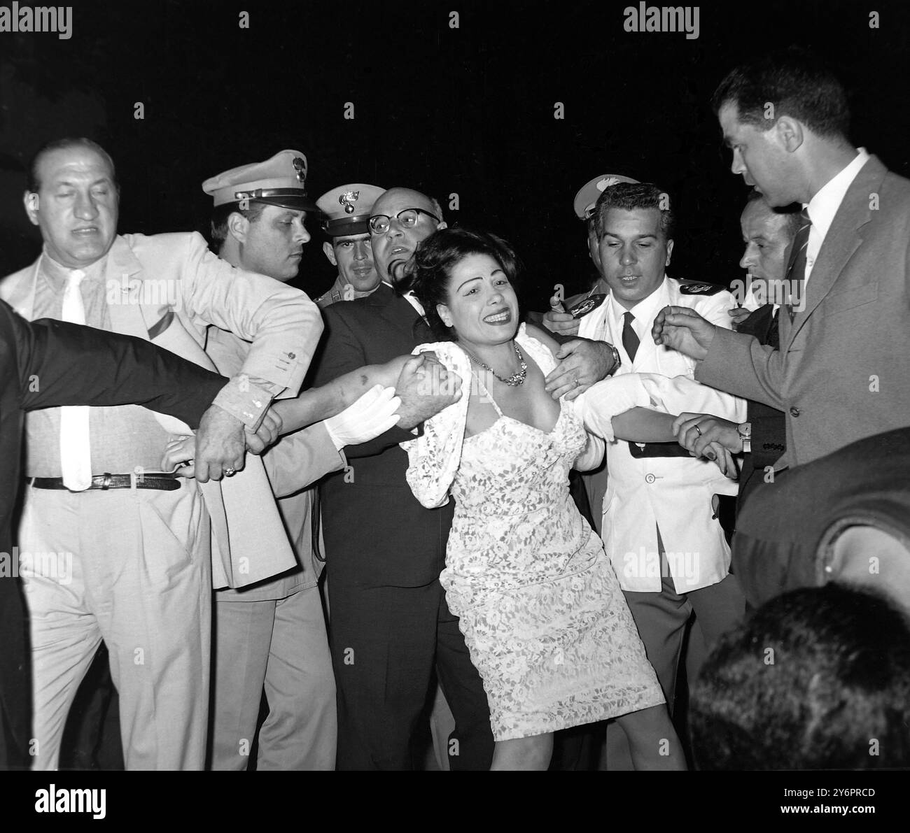 27 JULY 1962 BALLERINA ALMA DEL RIO IS RESTRAINED AFTER ATTACKING JAYNE ...