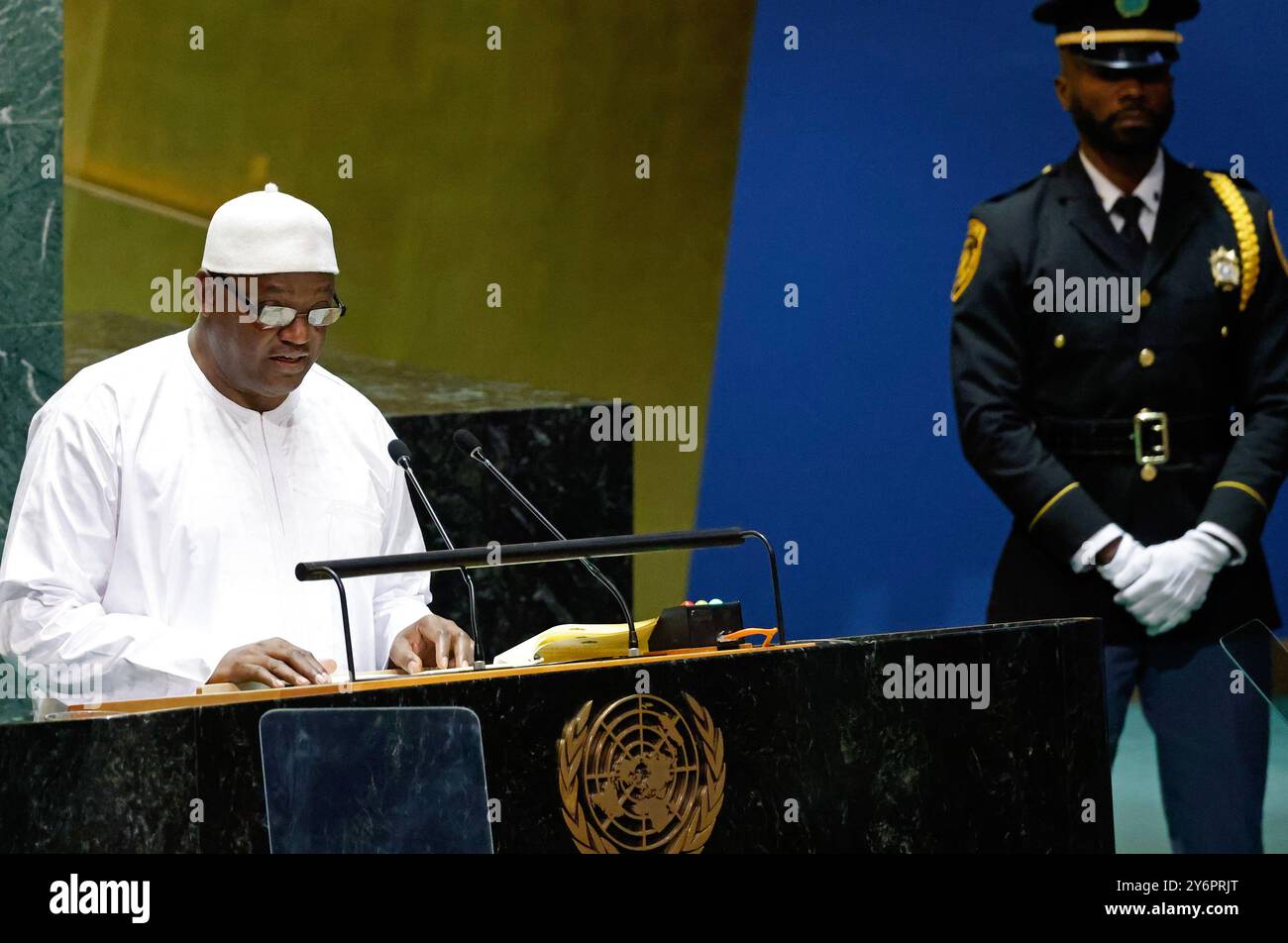 New York, United States. 26th Sep, 2024. President of Gambia Adama ...