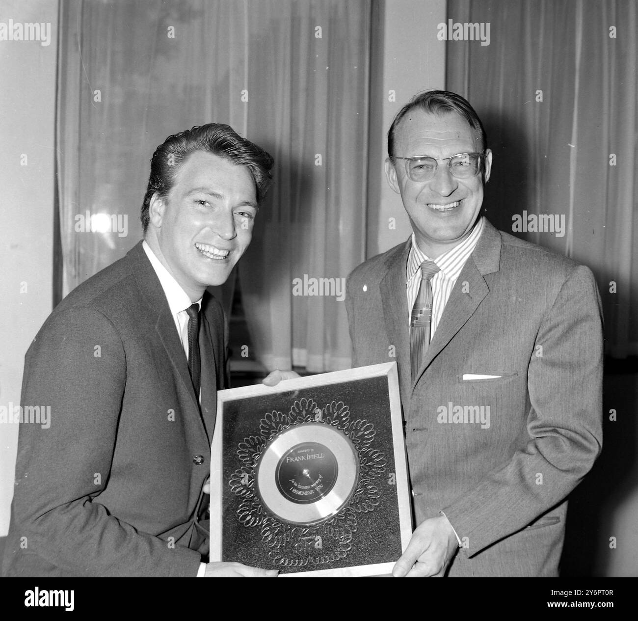 FRANK IFIELD RECEIVES SILVER DISC IN LONDON / ; 24 JULY 1962 Stock ...