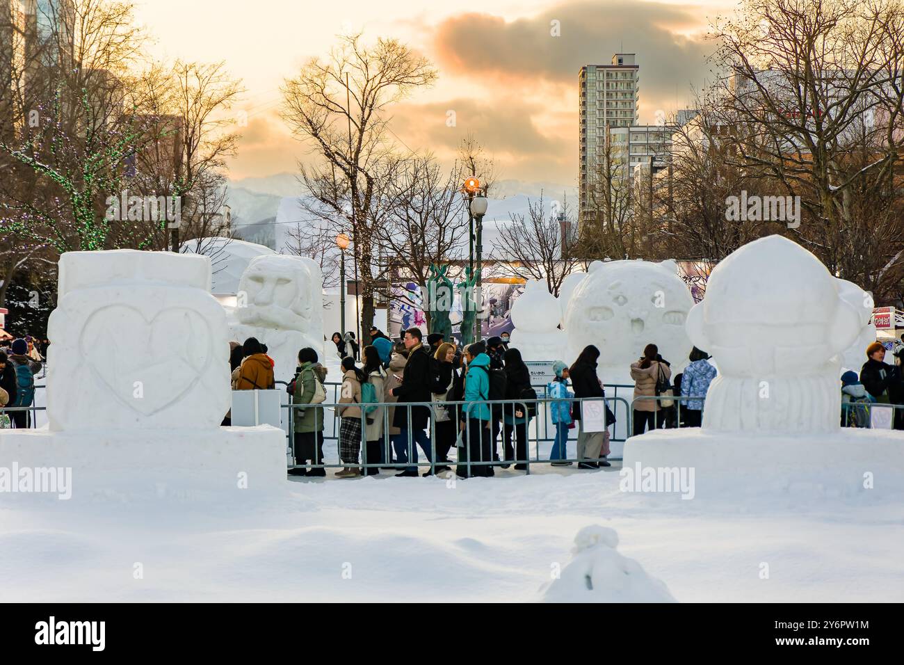 Snow sculptures and ice art at the Sapporo Snow Festival on the Japanese island of Hokkaido ...