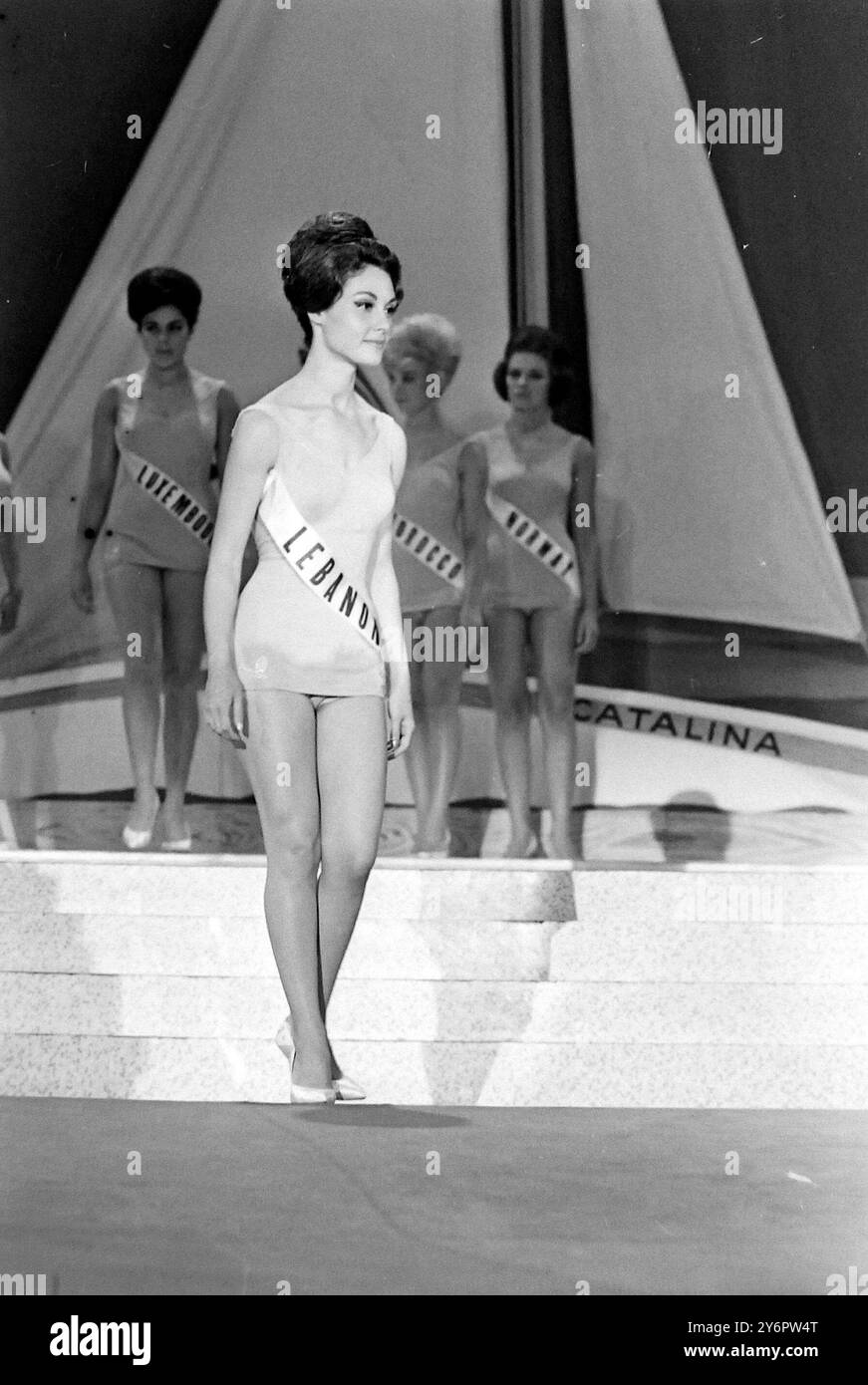 NOUHAD CABBABBE N MISS LEBANON IN UNIVERSE CONTEST / ; 17 JULY 1962 ...