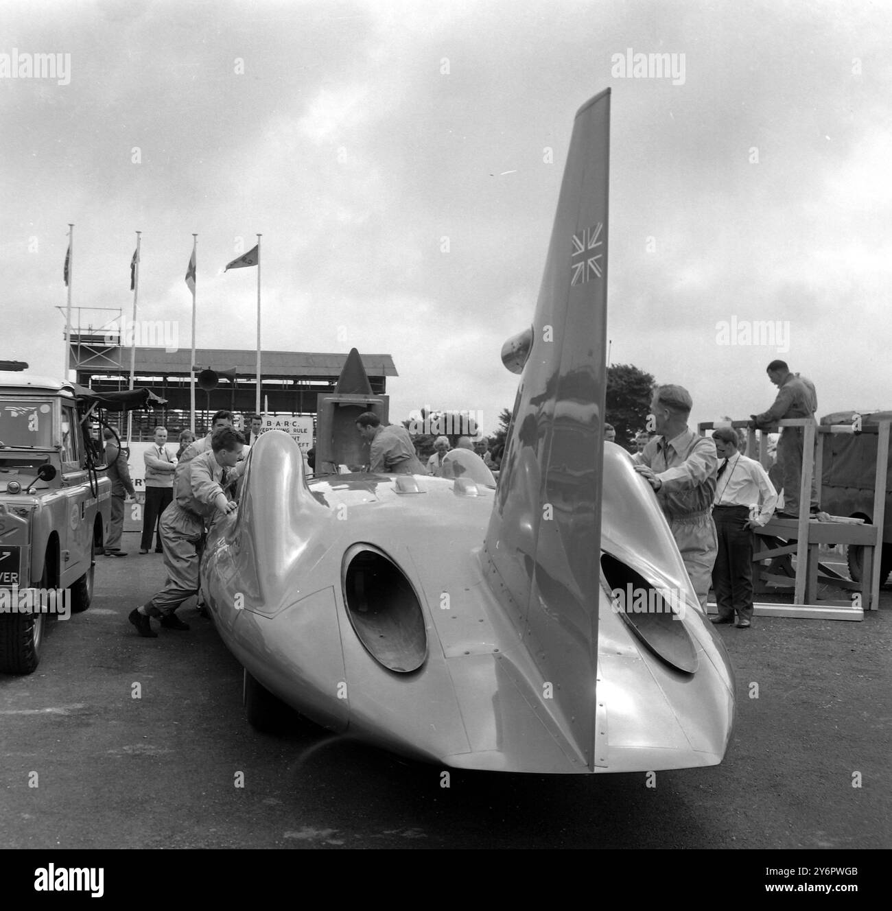 MOTOR CAR DRIVER DONALD CAMPBELL IN GOODWOOD DRIVING BLUEBIRD ; 14 JULY ...