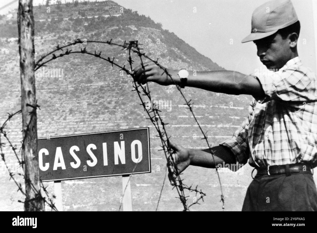 WWII BARBED WIRE REMINISCENT OF WWII CASSINO ; 7 JULY 1962 Stock Photo ...