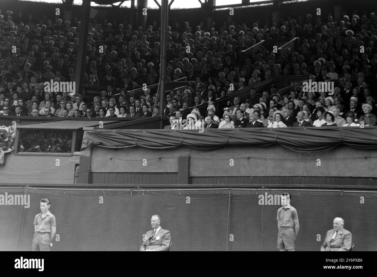 TENNIS PLAYER ANGELA MORTIMER FROM ROYAL BOX WATCHED BY QUEEN AND ...