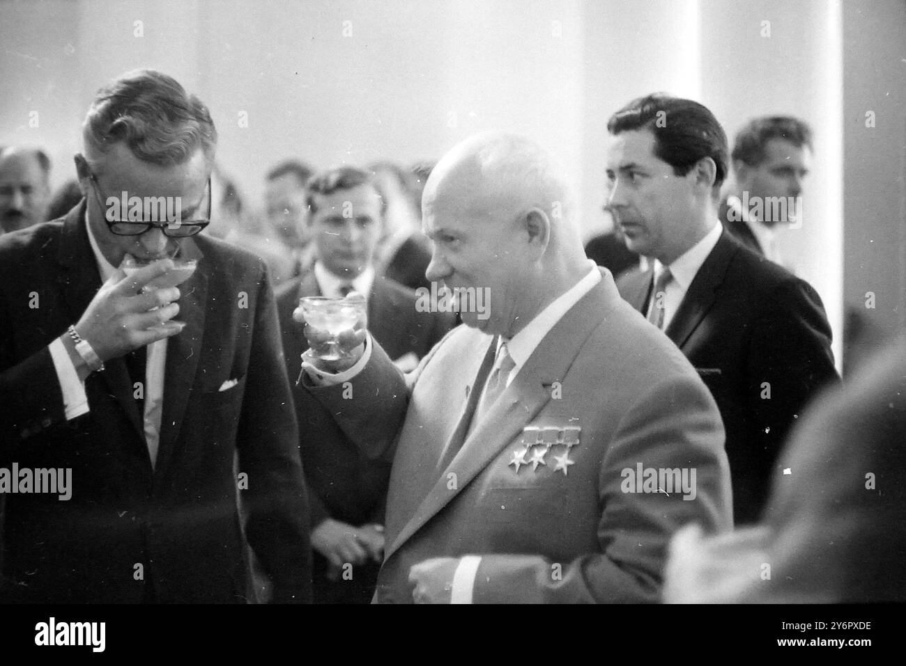 SOVIET PRIME MINISTER NIKITA KHRUSHCHEV WITH ROBERT MCSWEENEY IN MOSCOW ...