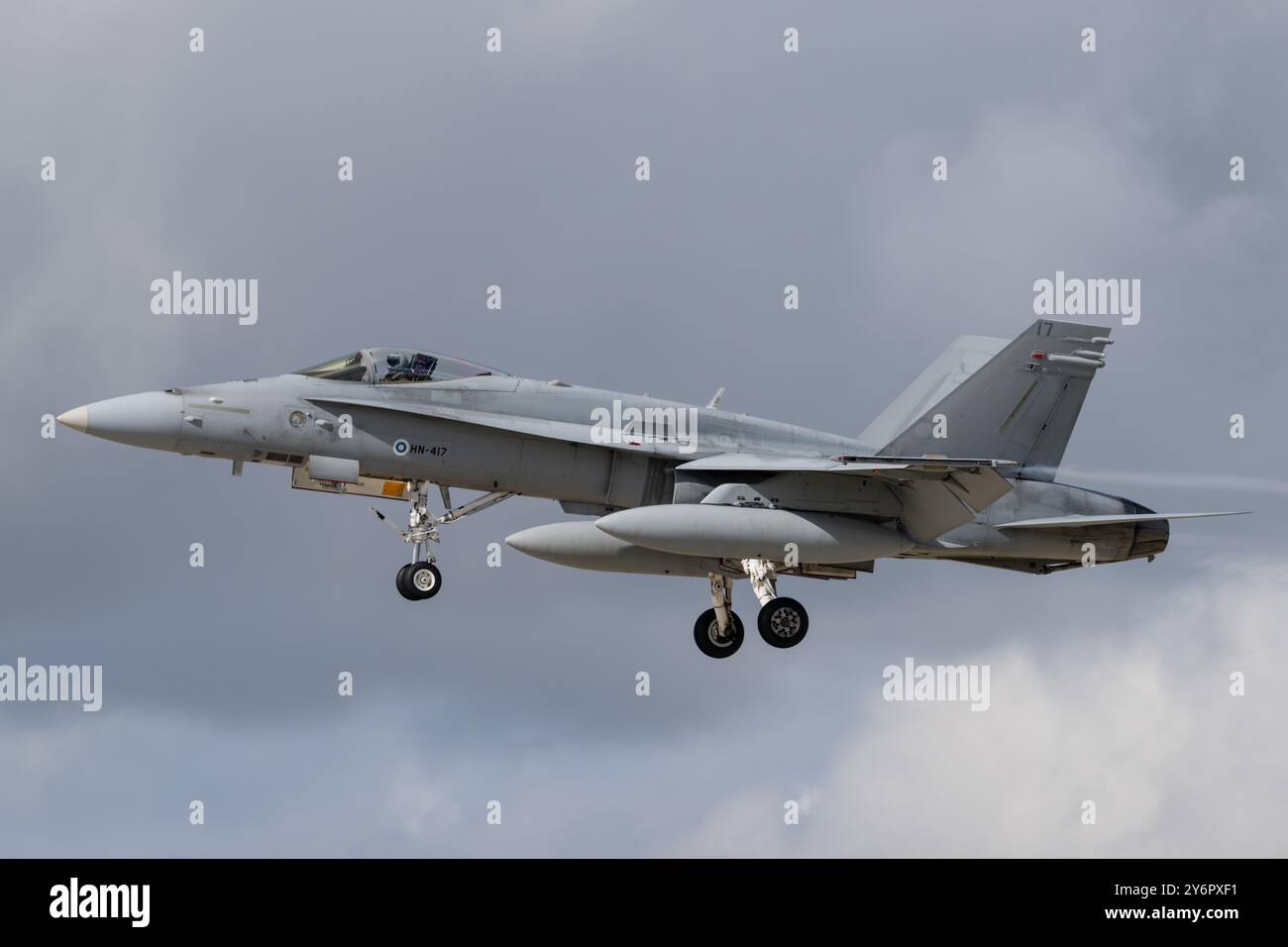 McDonnell Douglas F/A-18 Hornet of the Finnish Air Force lands during ...
