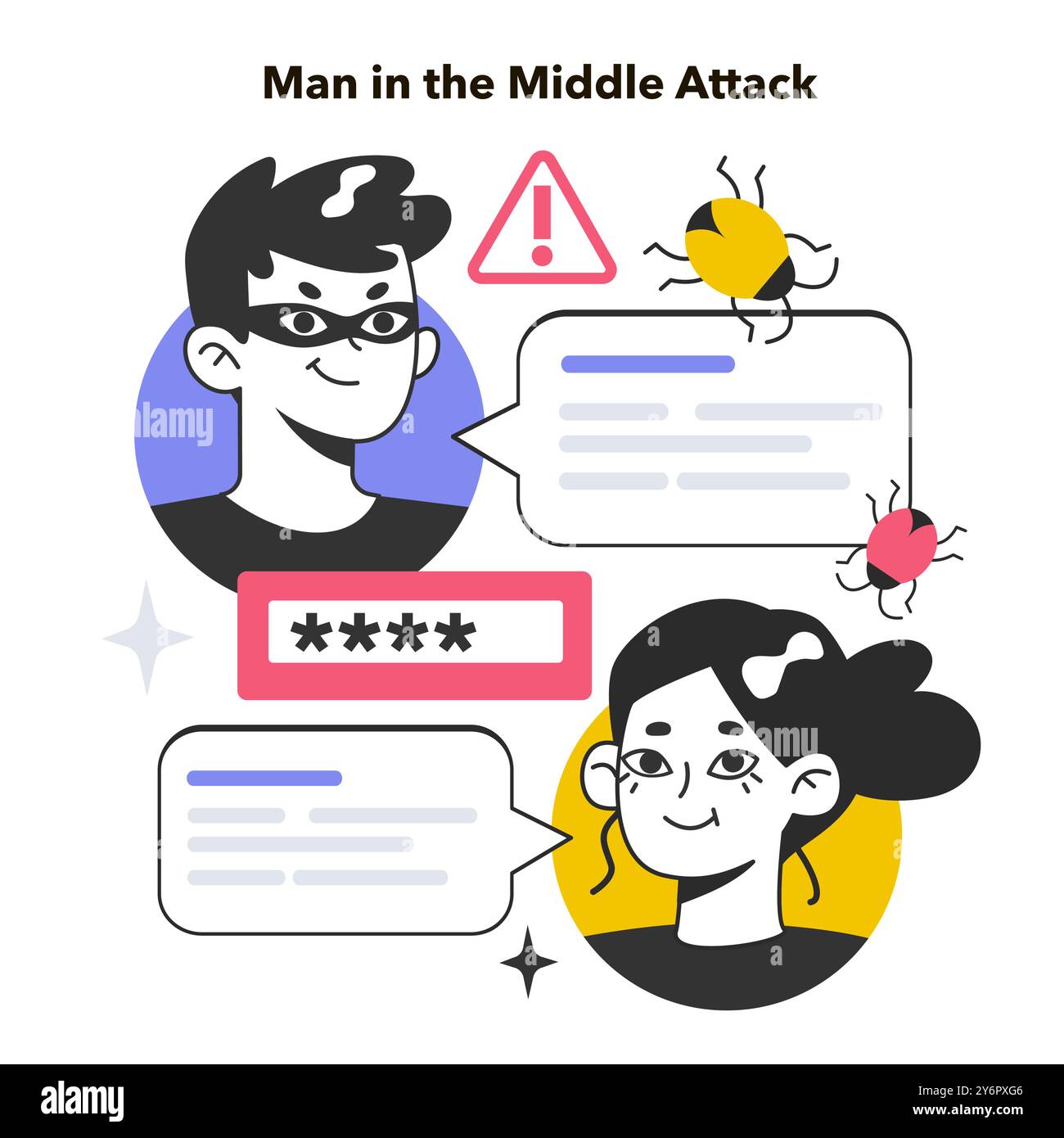 Man In The Middle Attack Cyberattack Technology Hacker Intercept Private Data Eavesdropping