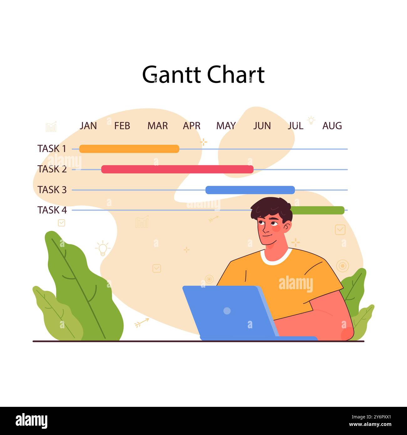 Planning and organization of tasks on board. Character planning or ...