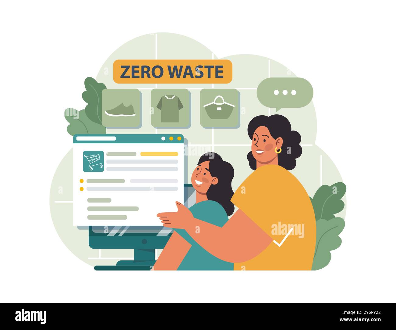 Conscious consumption. Character with eco-friendly life-style ...