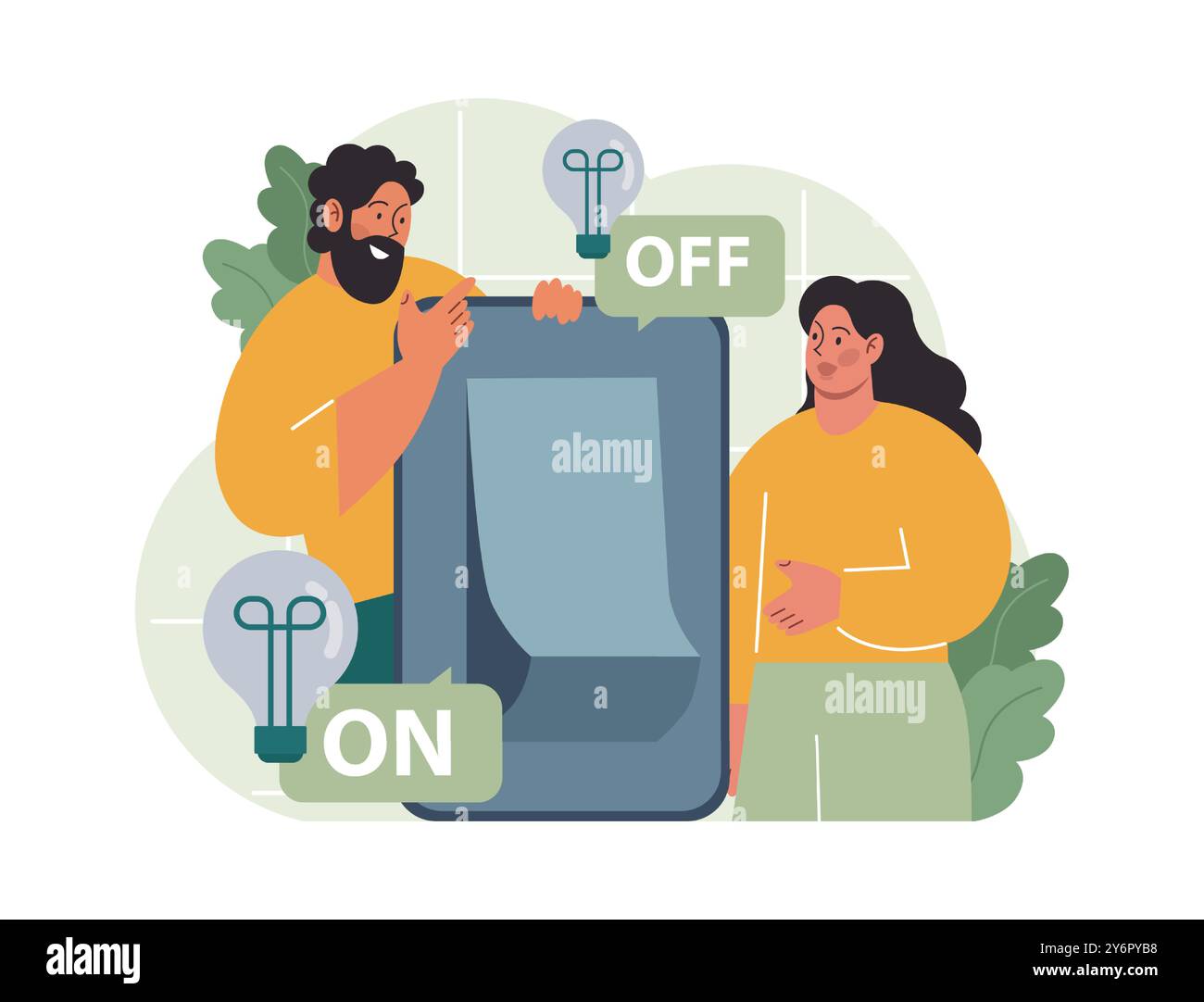 Conscious consumption. Character with eco-friendly life-style ...