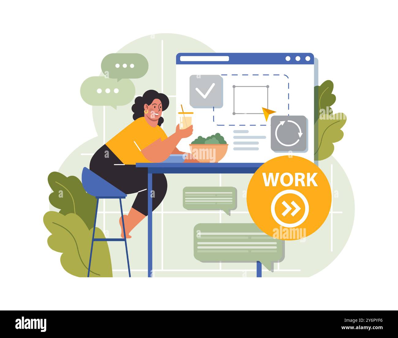 Workcation. Chatacter working away from the office. Digital nomad or ...