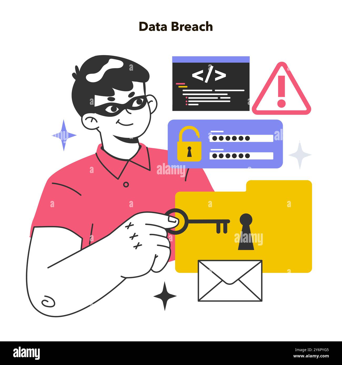 Data breach or leak. Confidential information database breakout ...