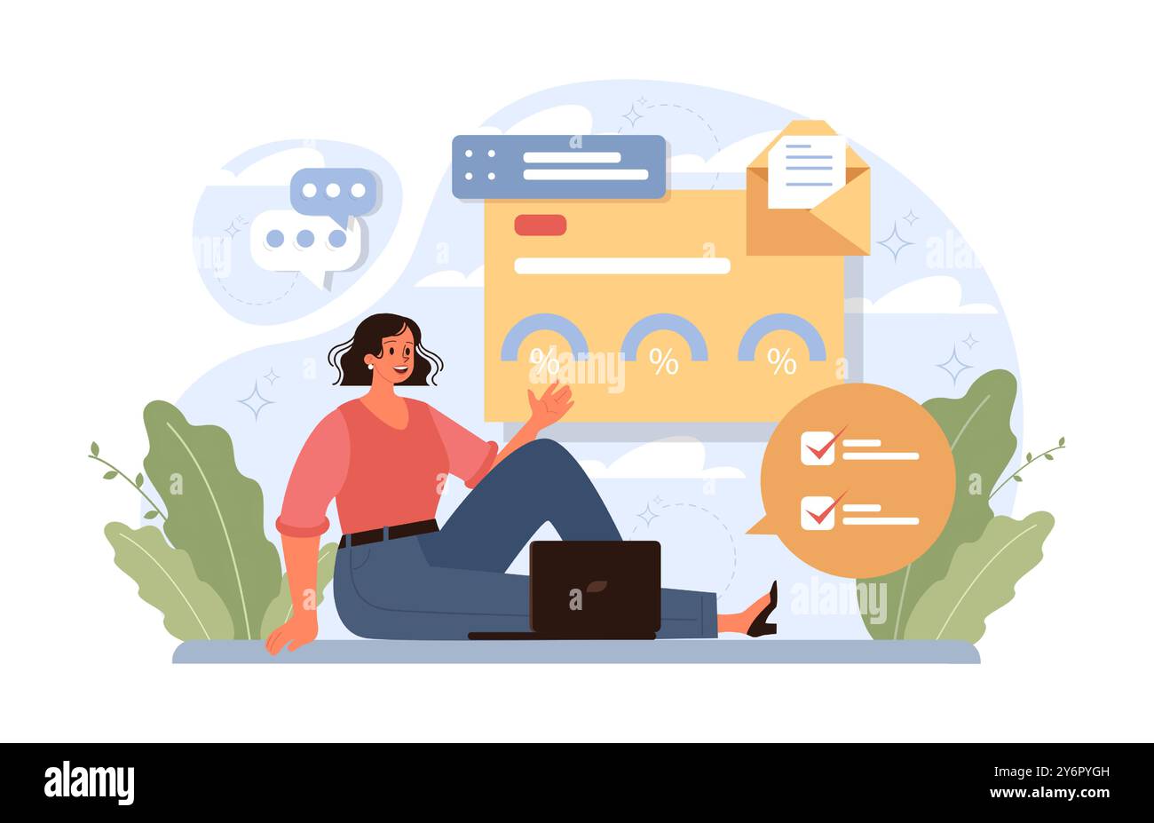 Workcation. Chatacter working away from the office. Digital nomad or ...