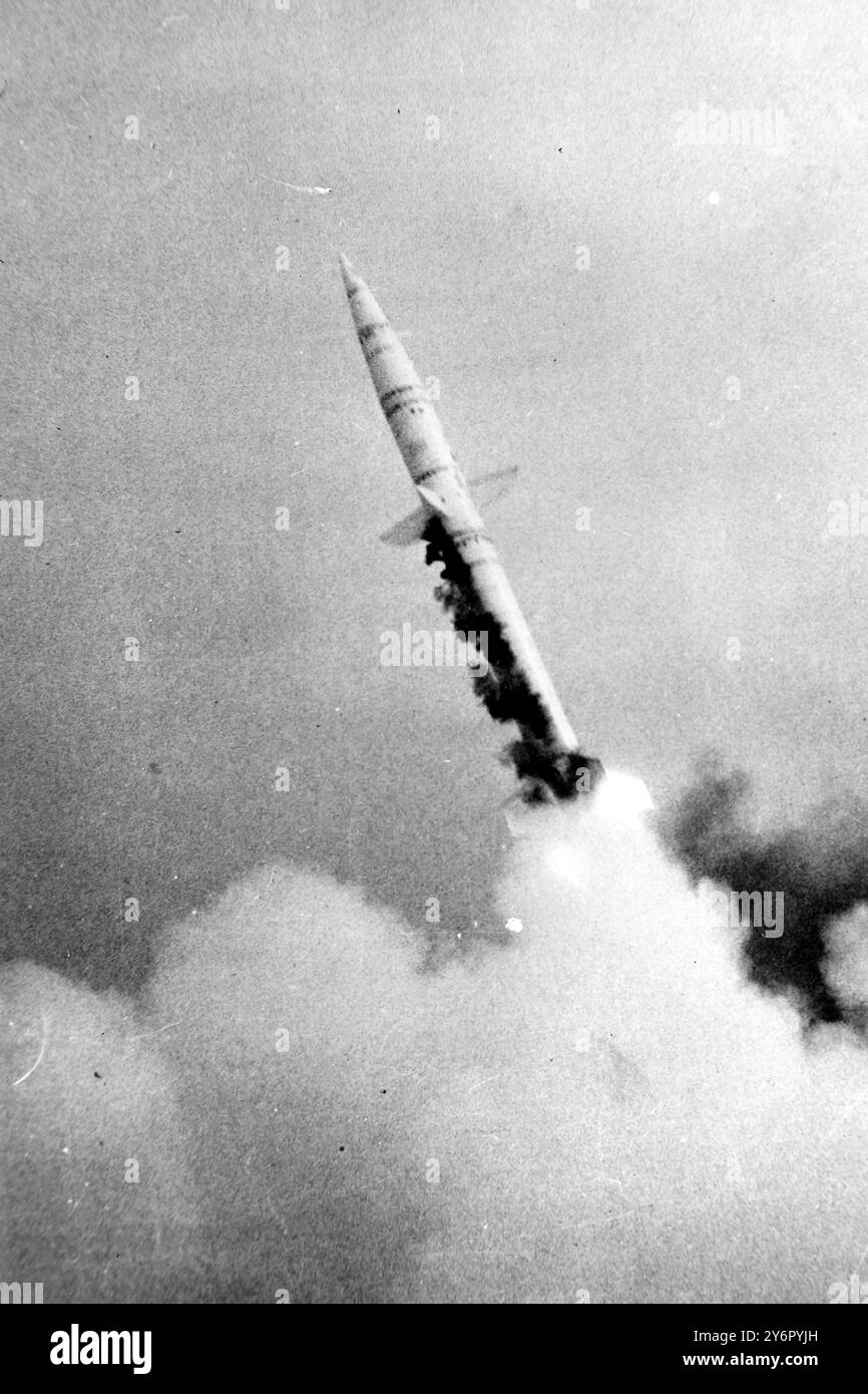 GUIDED MISSILE AND ROCKETS BLUE WATER MISSILE STRIKES UPWARDS ; 28 JUNE ...