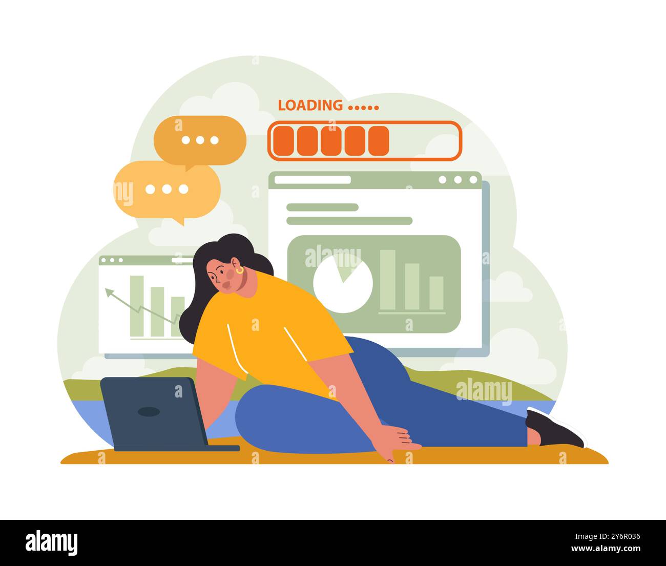 Workcation. Chatacter working away from the office. Digital nomad or ...