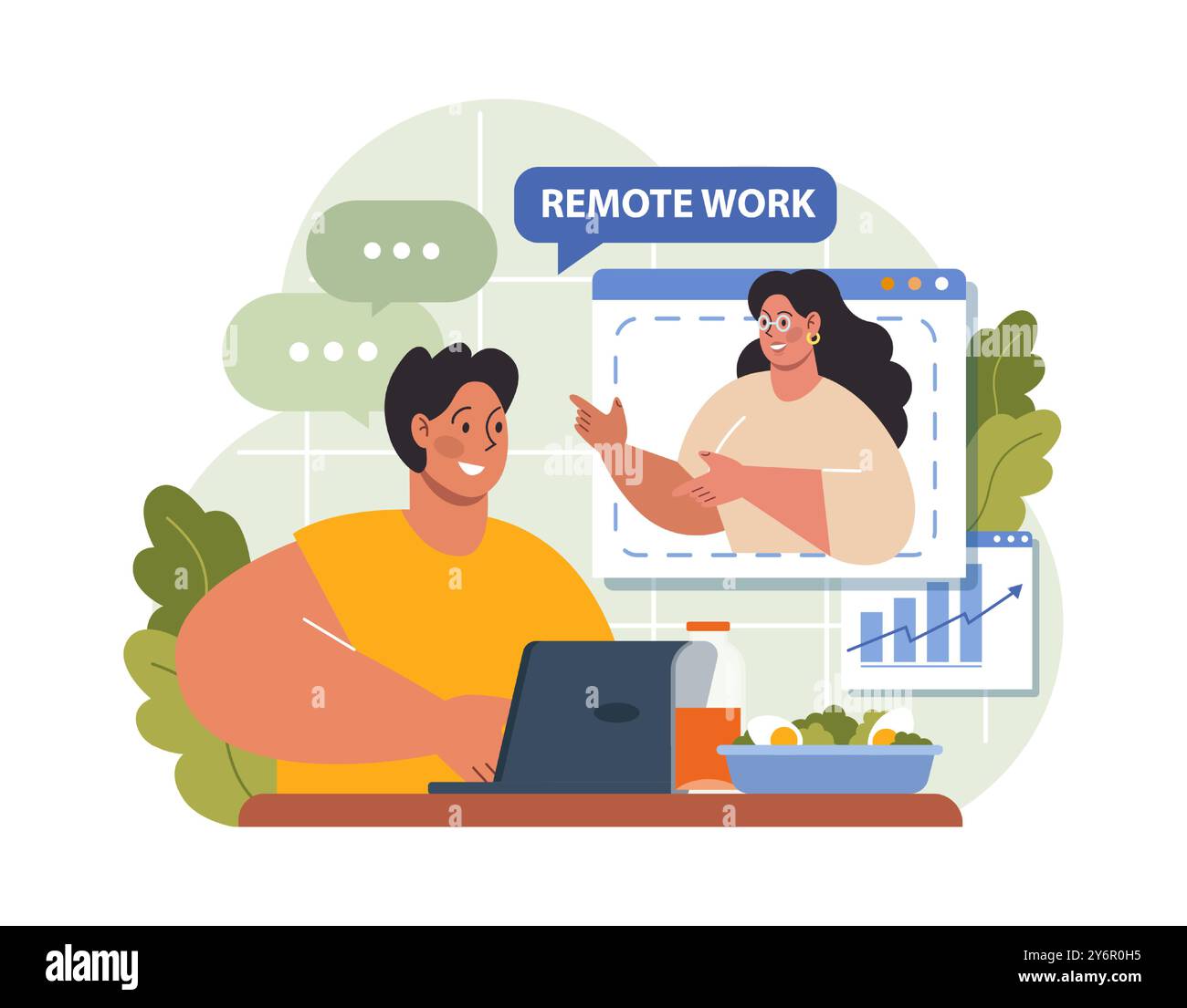 Workcation. Chatacter working away from the office. Digital nomad or ...