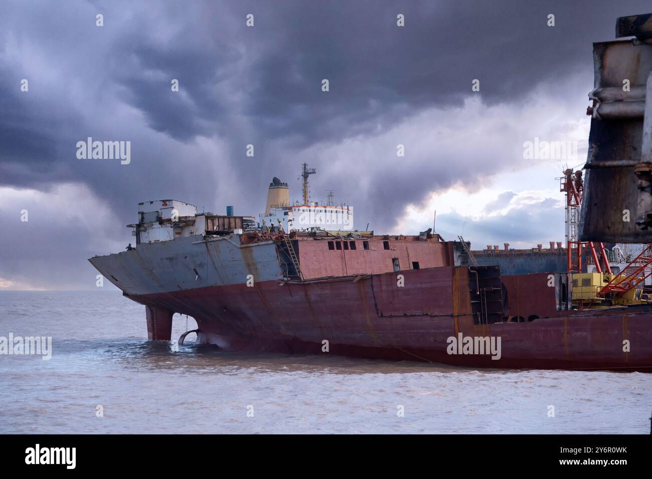 Once a formidable presence on the seas, a giant vessel now rests on ...