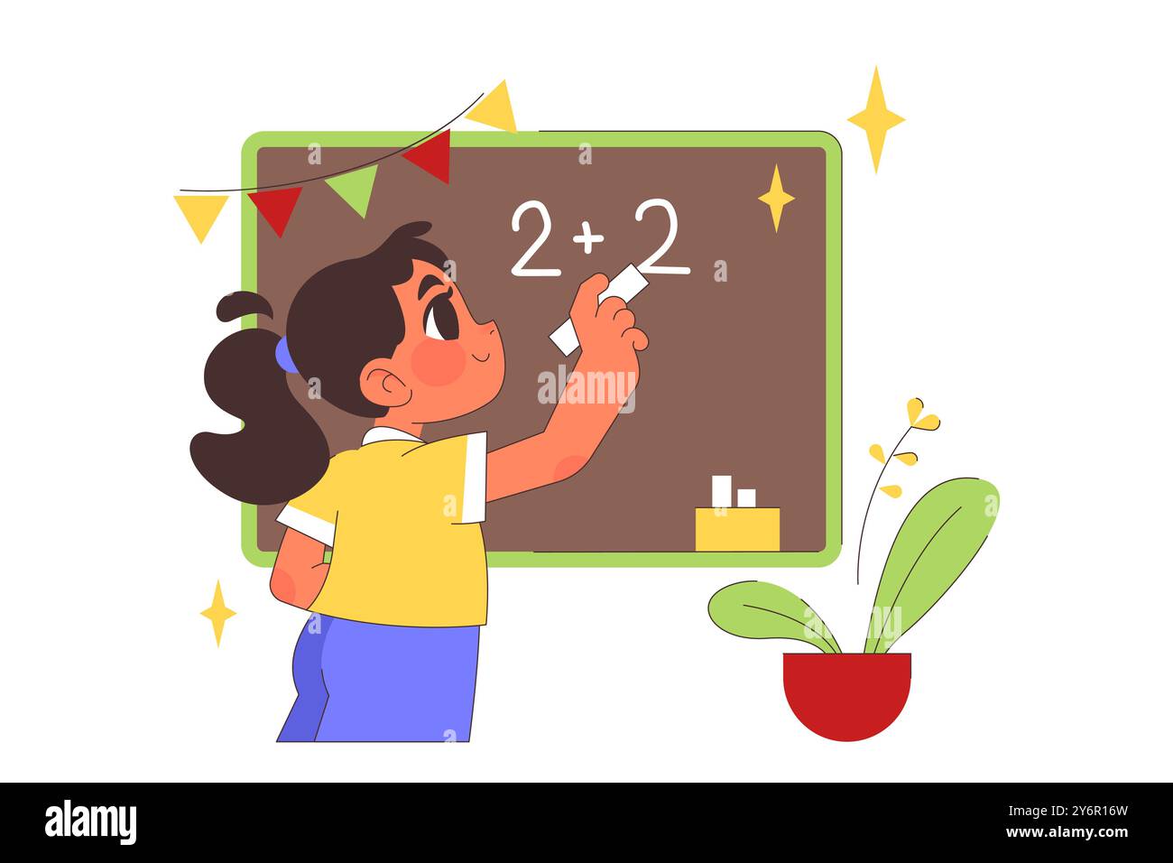 Back to school. Children doing school subject research. Happy girl ...