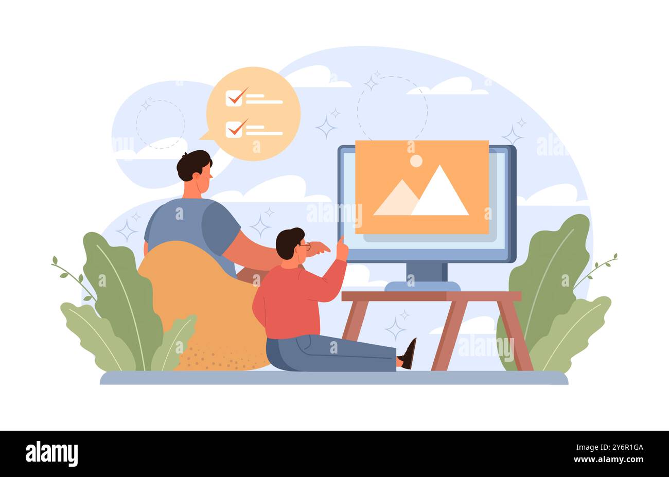 Workcation. Chatacter working away from the office. Digital nomad or ...