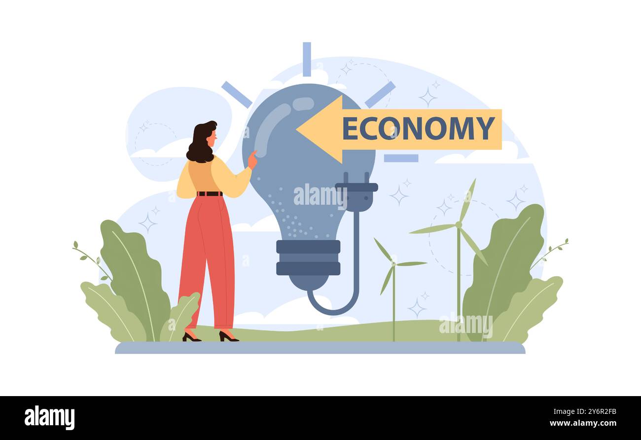 Conscious consumption. Character with eco-friendly life-style ...