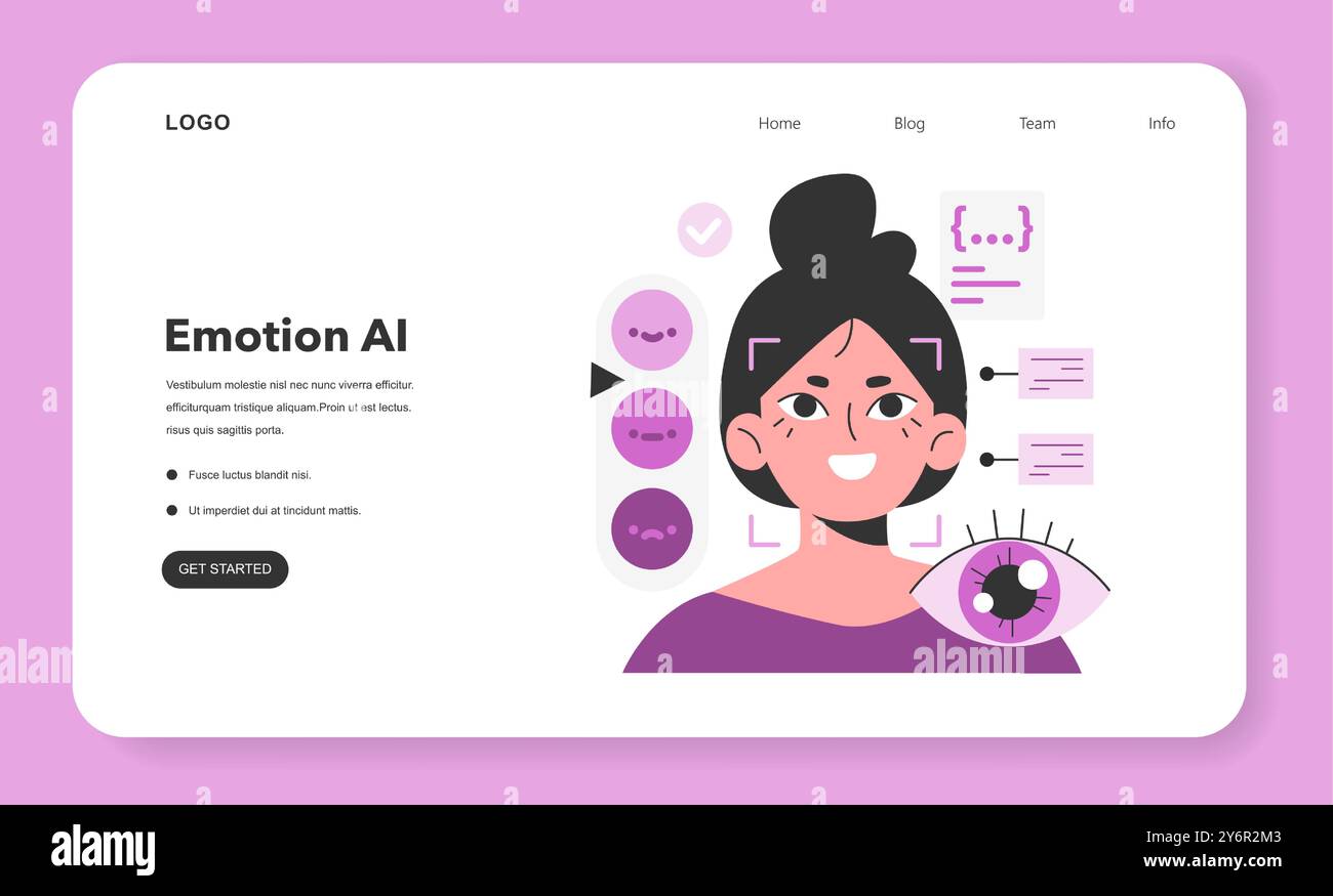 Emotions recognition web banner or landing page. Artificial ...