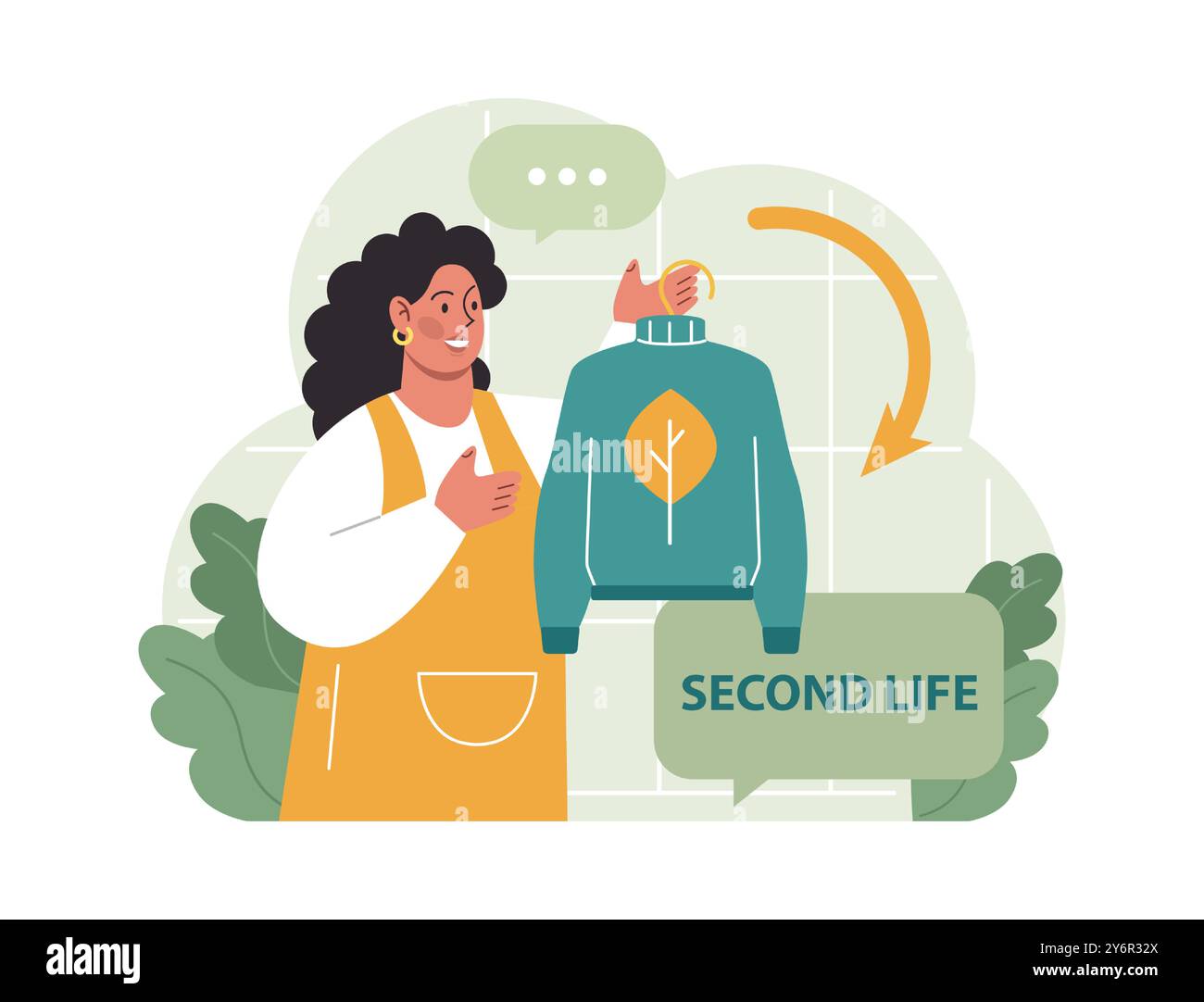 Conscious consumption. Character with eco-friendly life-style ...