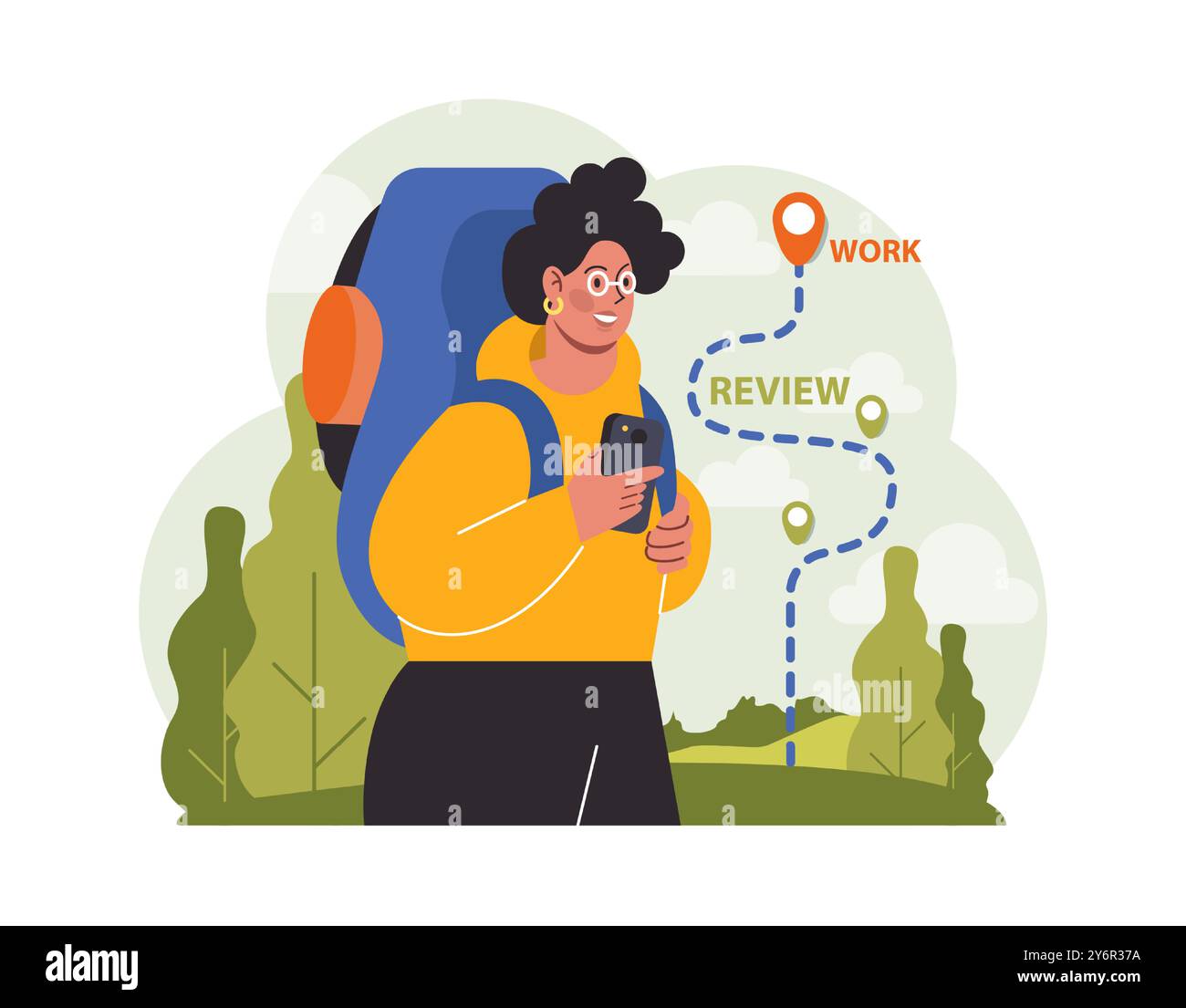 Workcation. Chatacter working away from the office. Digital nomad or ...