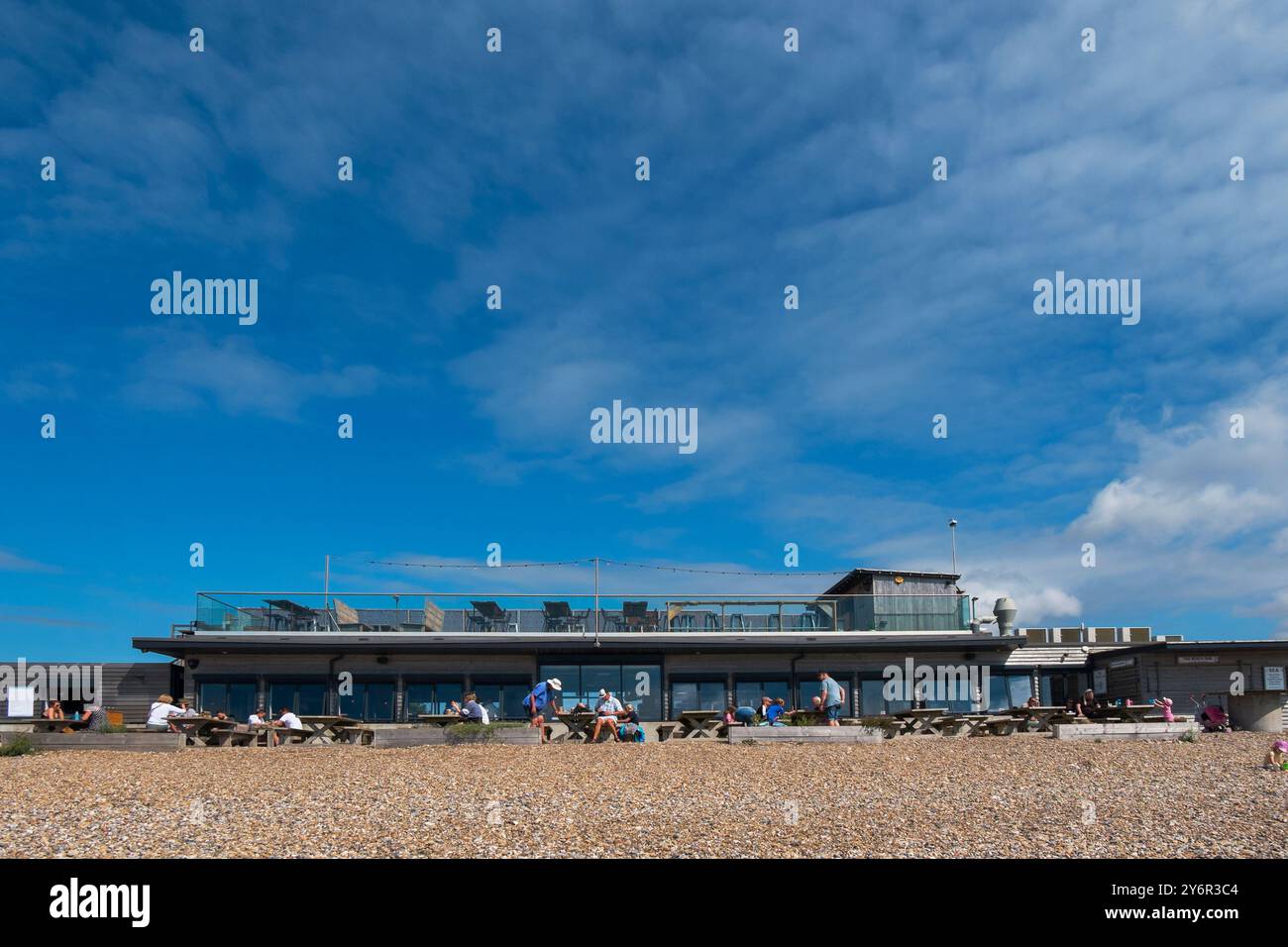 The Beach Cafe, a wooden clad cafe and surf club on the beach at ...