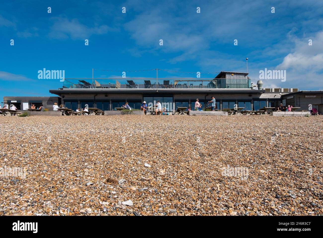 The Beach Cafe, a wooden clad cafe and surf club on the beach at ...