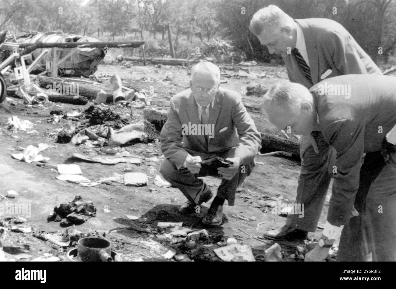 THE MAYOR OF ATLANTA IVAN ALLEN PROBING THE WRECKAGE OF AIR FRANCE ...