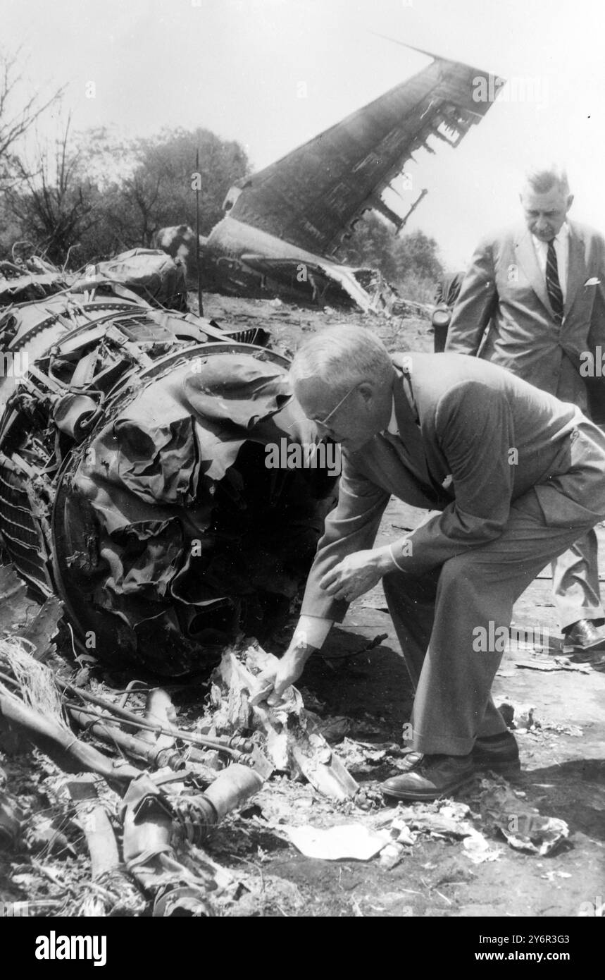 THE MAYOR OF ATLANTA IVAN ALLEN PROBING THE WRECKAGE OF AIR FRANCE ...