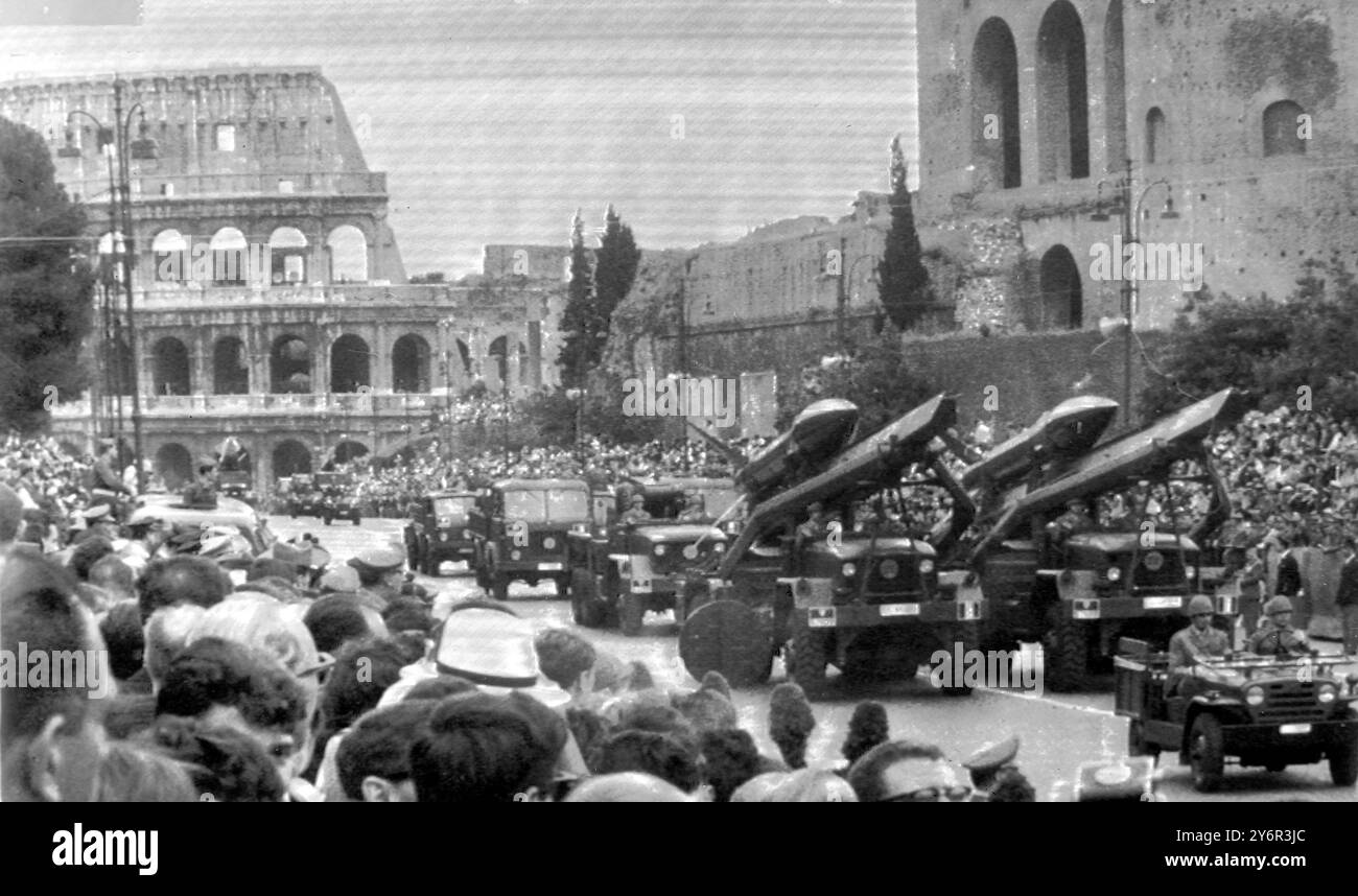 GUIDED MISSILE AND ROCKETS HONEST JOHN MISSILES IN ROME ; 2 JUNE 1962 ...