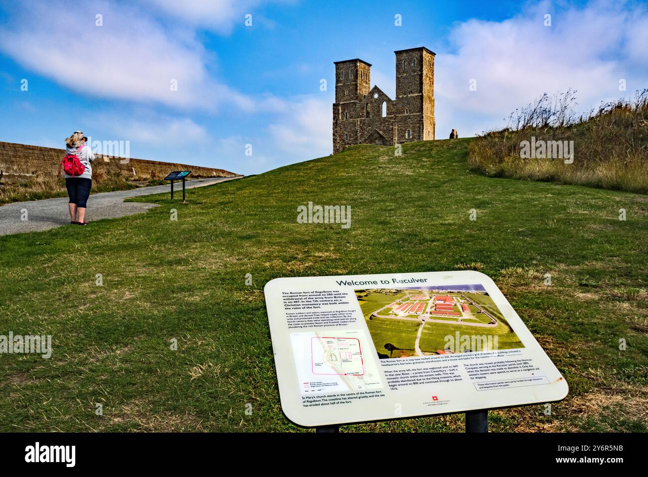 Reculver Towers & Roman Fort ruins Stock Photo - Alamy