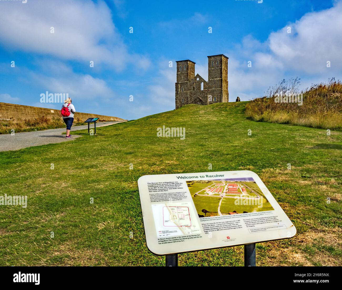Reculver Towers & Roman Fort ruins Stock Photo - Alamy