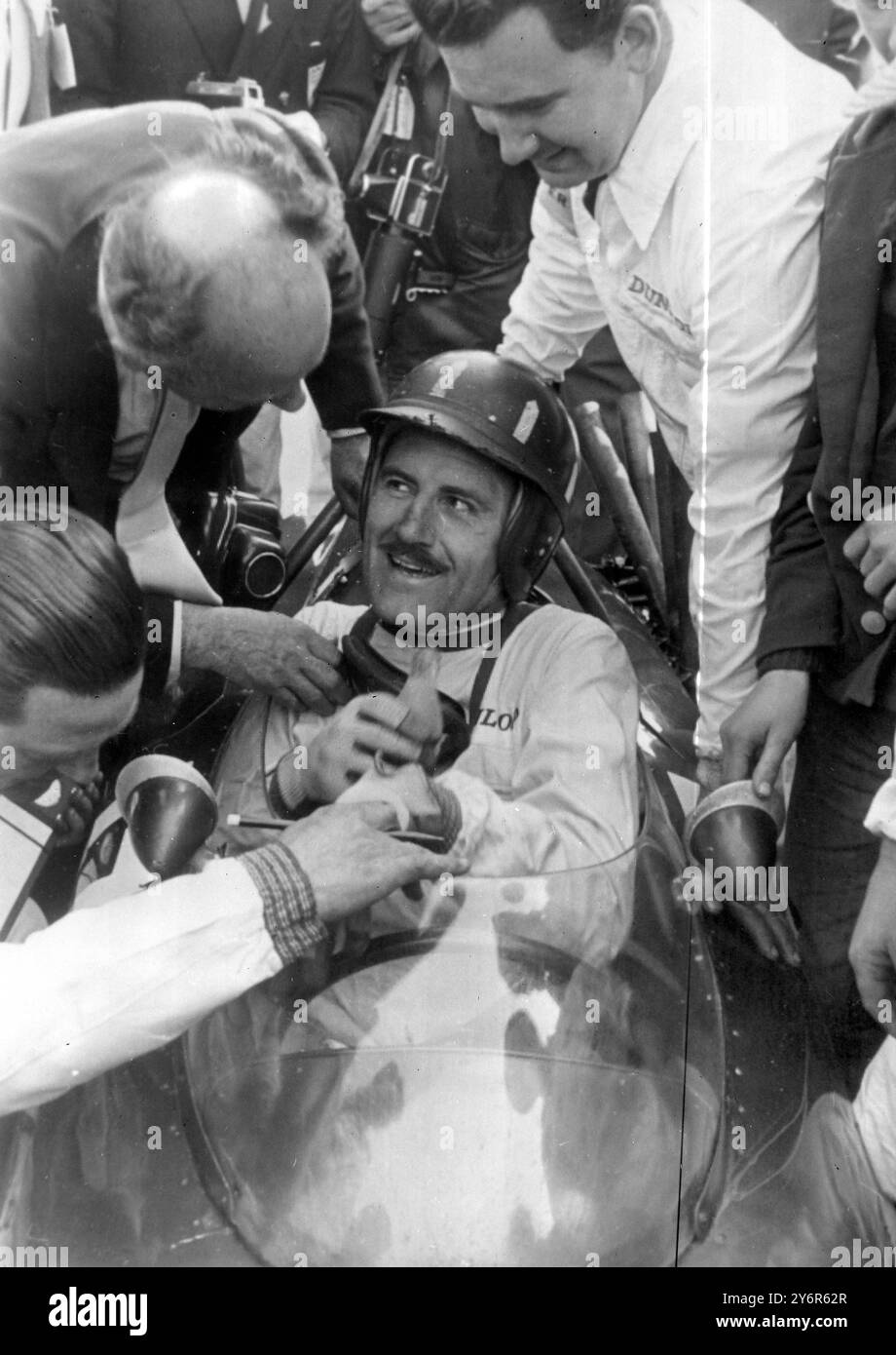 MOTOR CAR RACING DRIVER GRAHAM HILL CONGRATULATED BY CROWDS GRAND PRIX ...