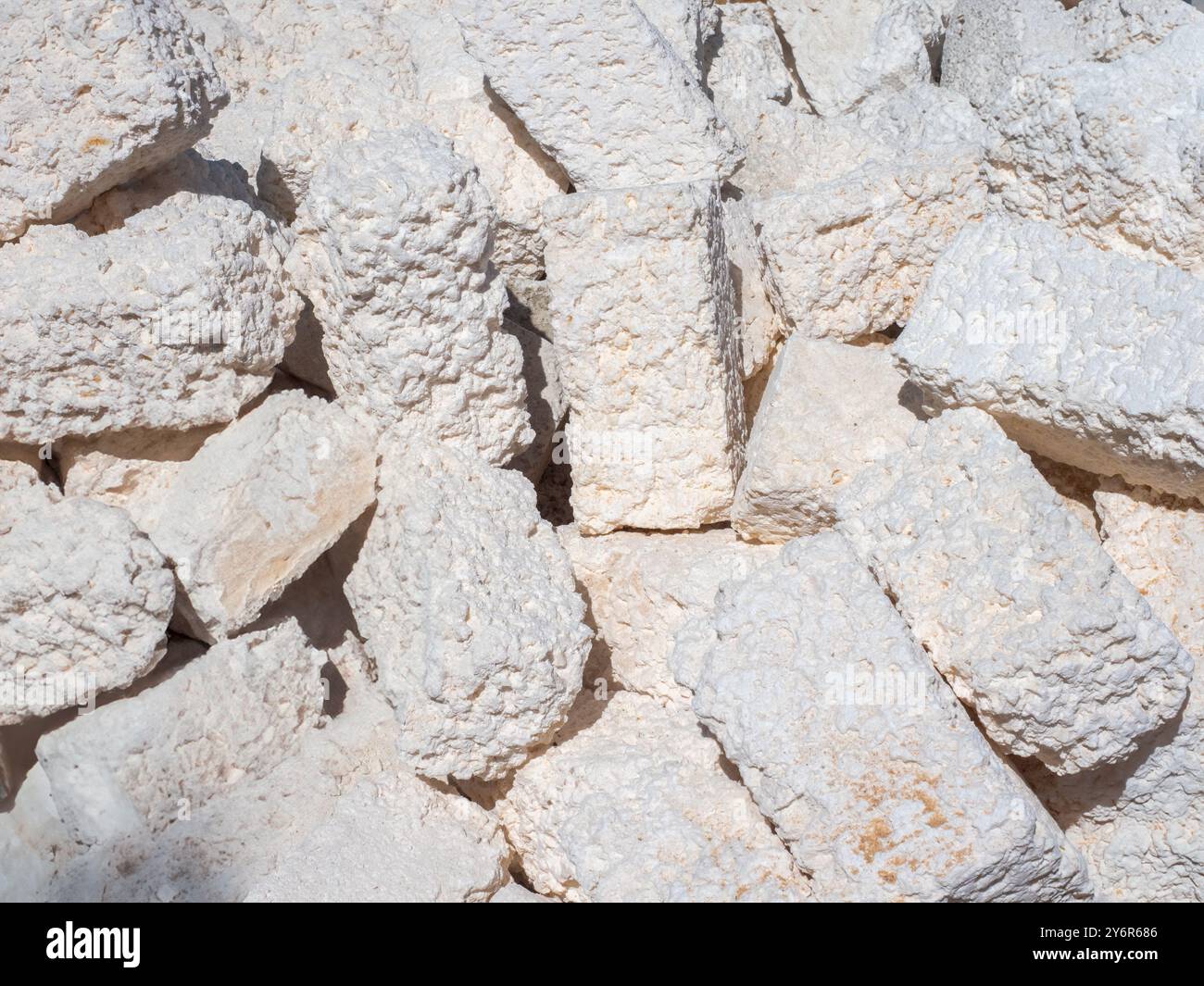White blocks construction material of the houses of the settlement of ...