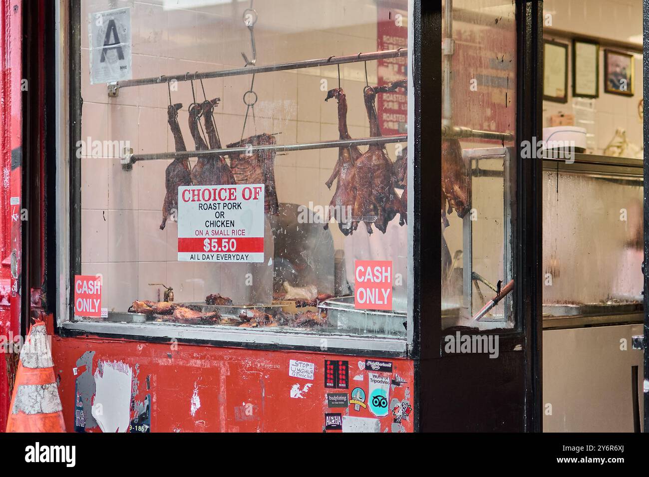 New York, United States -September 26,2024: Window display with roasted ...