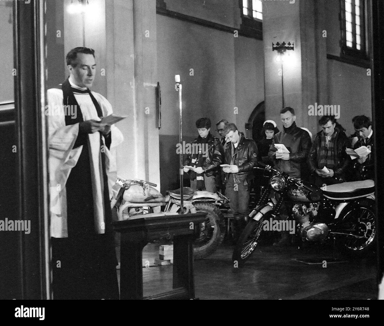 SHERGOLD W REV BLESSING OF MOTOR CYCLIST / ; 13 MAY 1962 Stock Photo ...