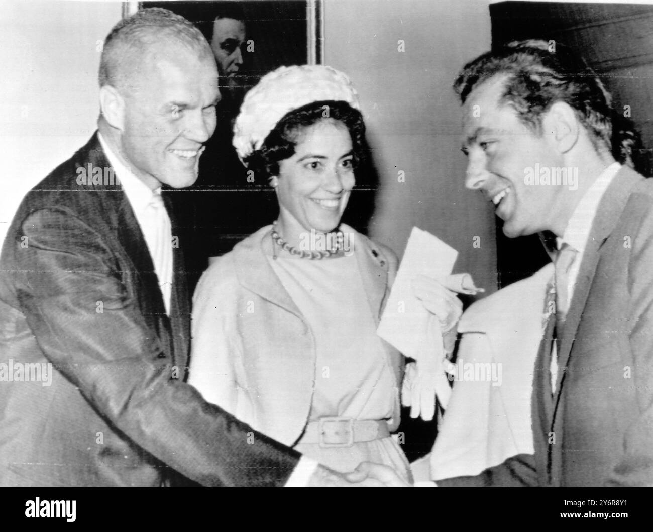 ASTRONAUT JOHN GLENN WITH WIFE ANNE AND MAJOR GHERMAN TITOV IN ...