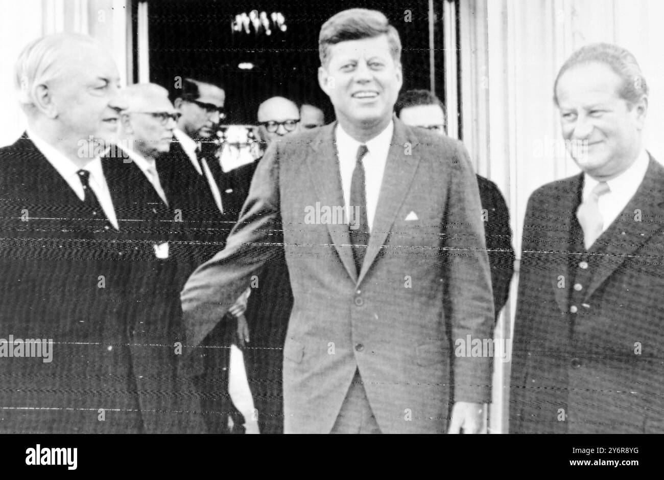 US AMERICAN PRESIDENT JOHN F KENNEDY WITH ALFONS GORBACH AT WHITE HOUSE ...
