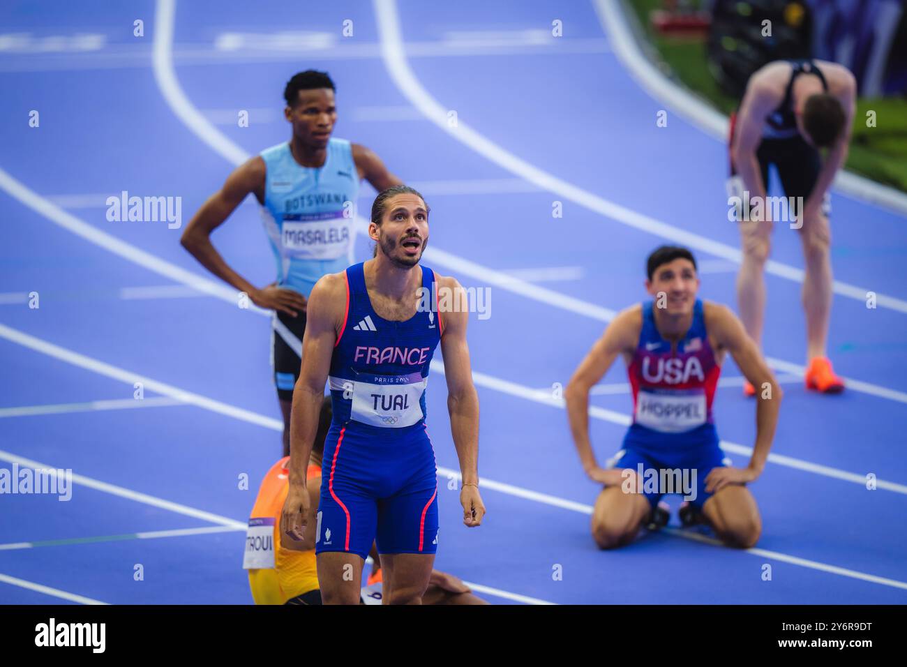 Gabriel Tual participating in the 800 meters at the Paris 2024 Olympic ...